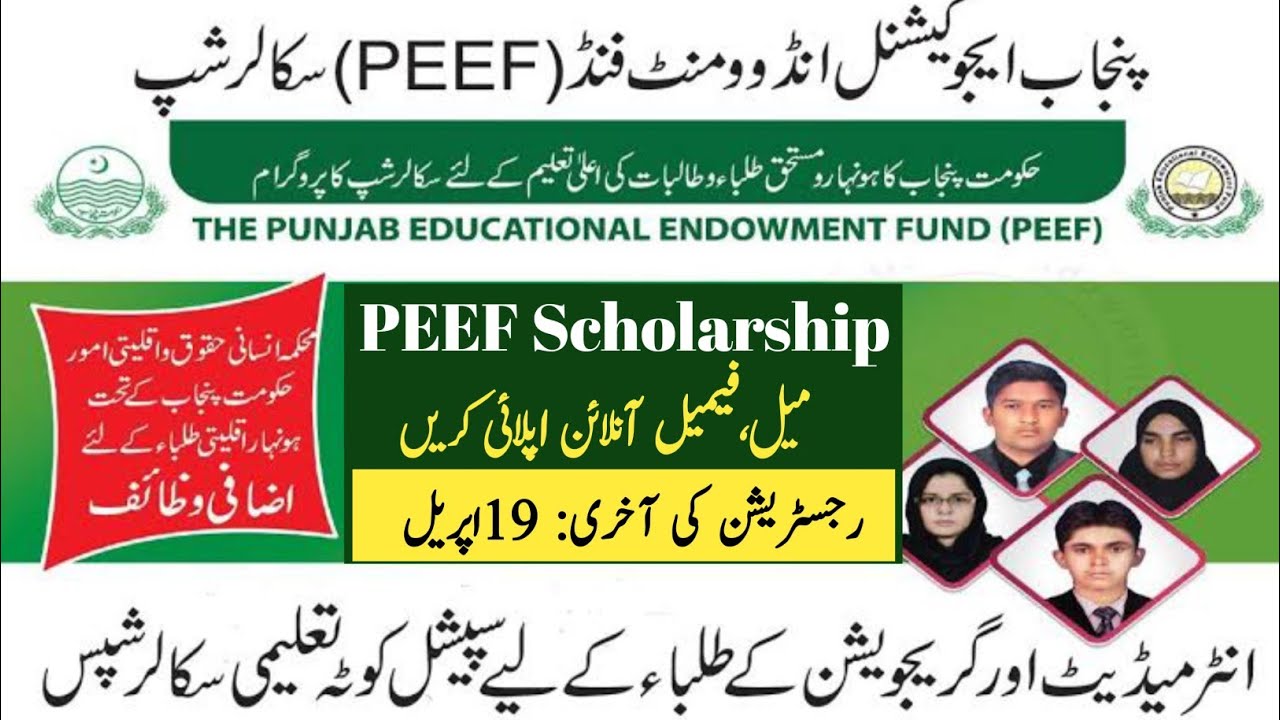 PEEF Scholarship Program 2023|Punjab Education Endowment fund - YouTube