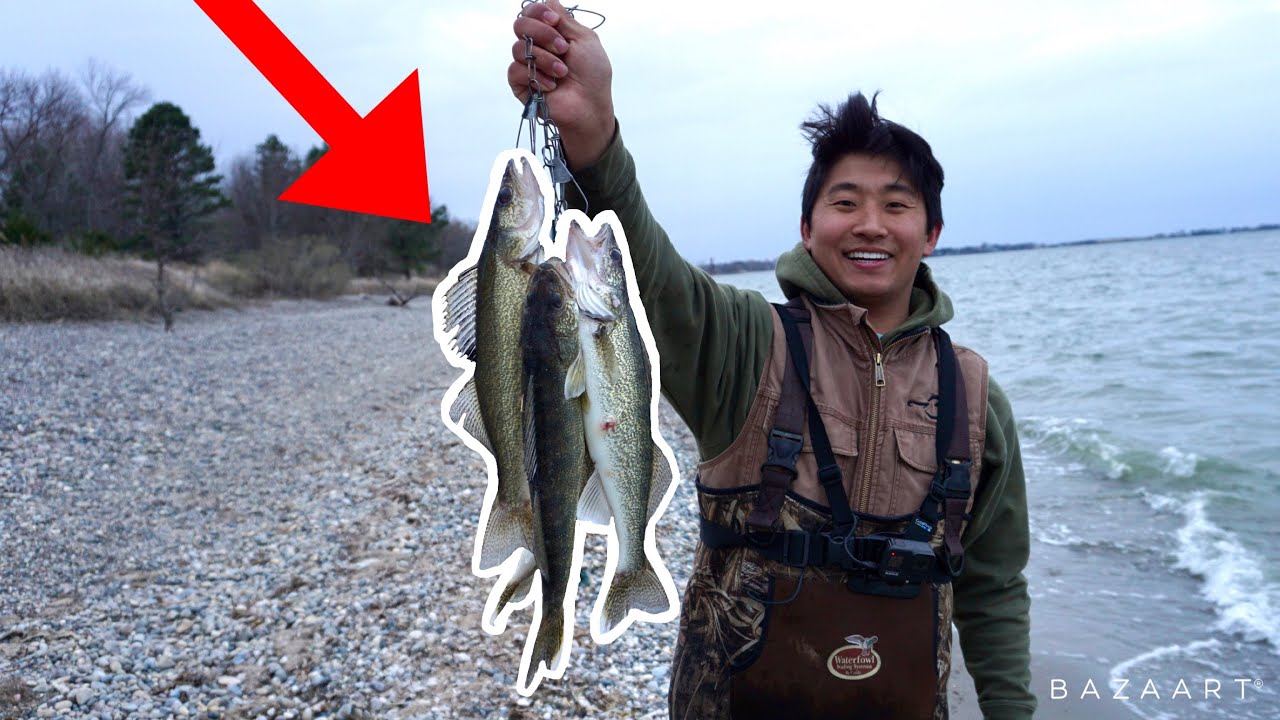Wade Fishing In Big Waves For Walleye! (CATCH CLEAN COOK) - YouTube