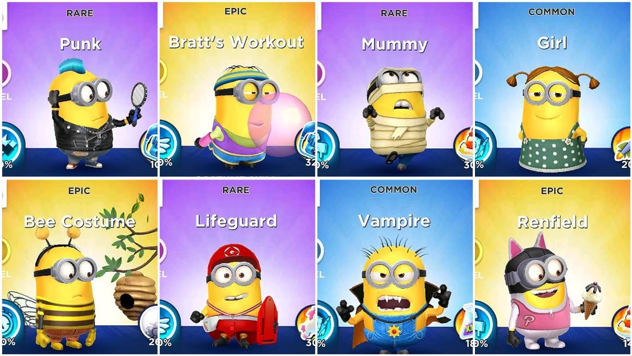 Minion Rush Punk VS Bratt's Workout VS Mummy VS Girl VS Bee Costume VS ...