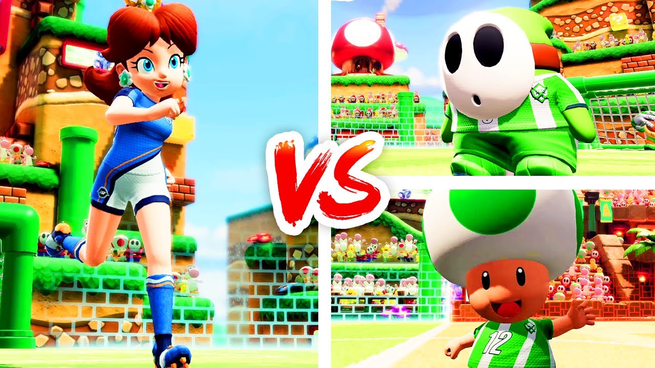 Mario Strikers Battle League - Shy Guy & Toad Vs. Daisy (3 Players ...