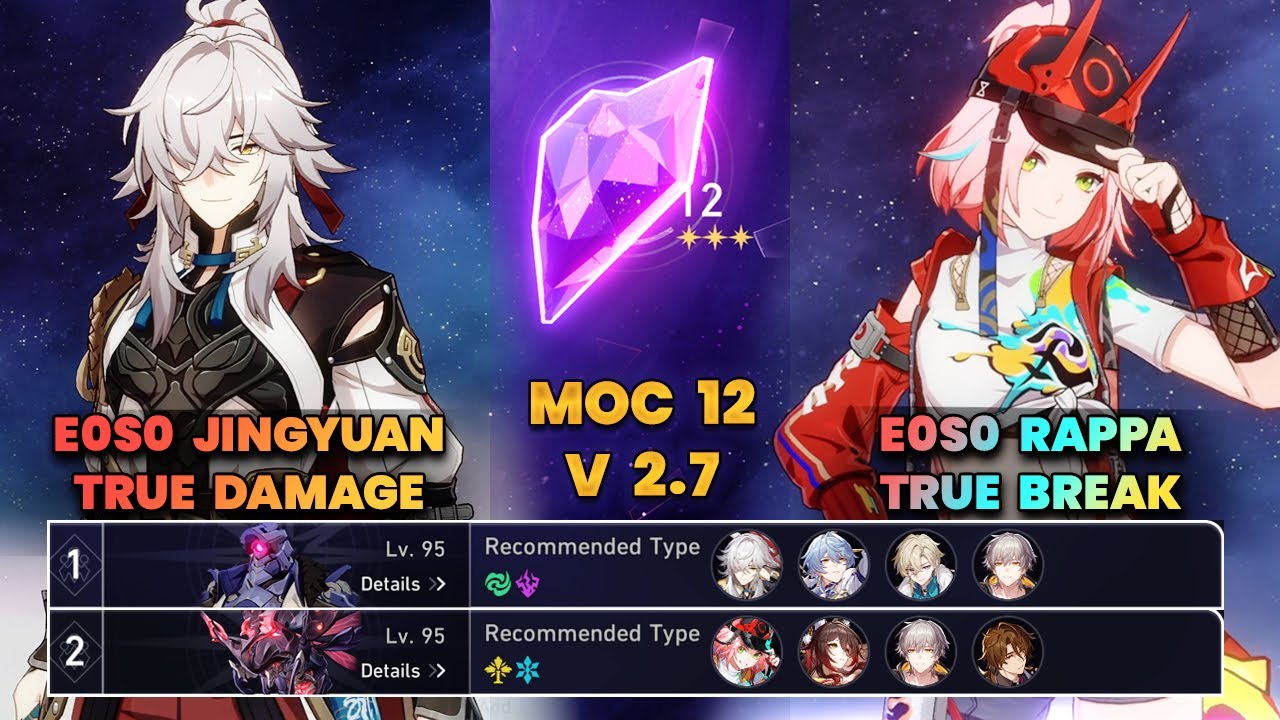 E0S0 Jingyuan True Damage & E0S0 Rappa True Break | MOC12 | 3 Stars ...