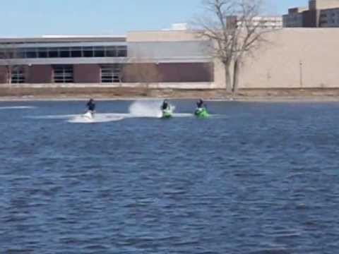 jet ski on ice in winter with kawasaki x2 - YouTube