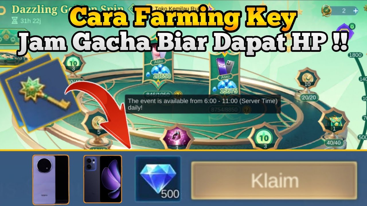 Cara Farming Key Dan Jam Gacha Untuk Dapatkan Diamond Dan HP Gratis ...