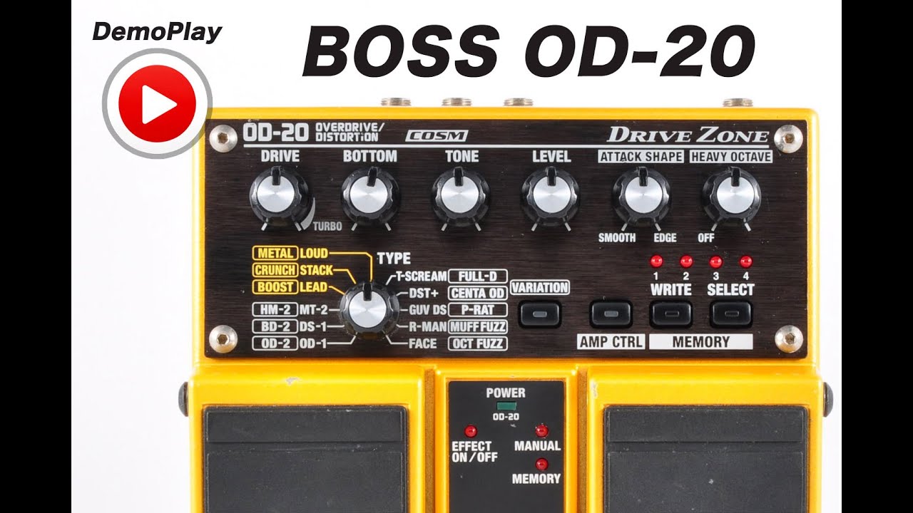 Boss OD-20 Drive Zone Distortion Overdrive Guitar Pedal Sound Demo ...