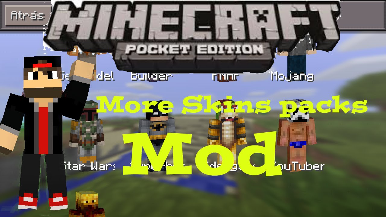 Minecraft PE More Skins Packs mod 0.13.1 - YouTube