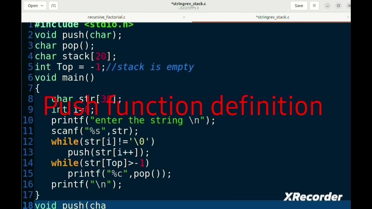 reverse of given string using stack #stringreverse #stackapplication # ...