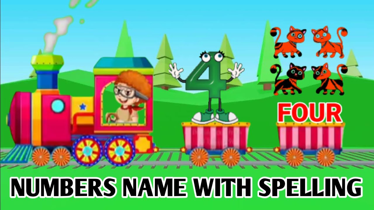 Numbers name with picture in train | Numbers spelling | Numbers train ...