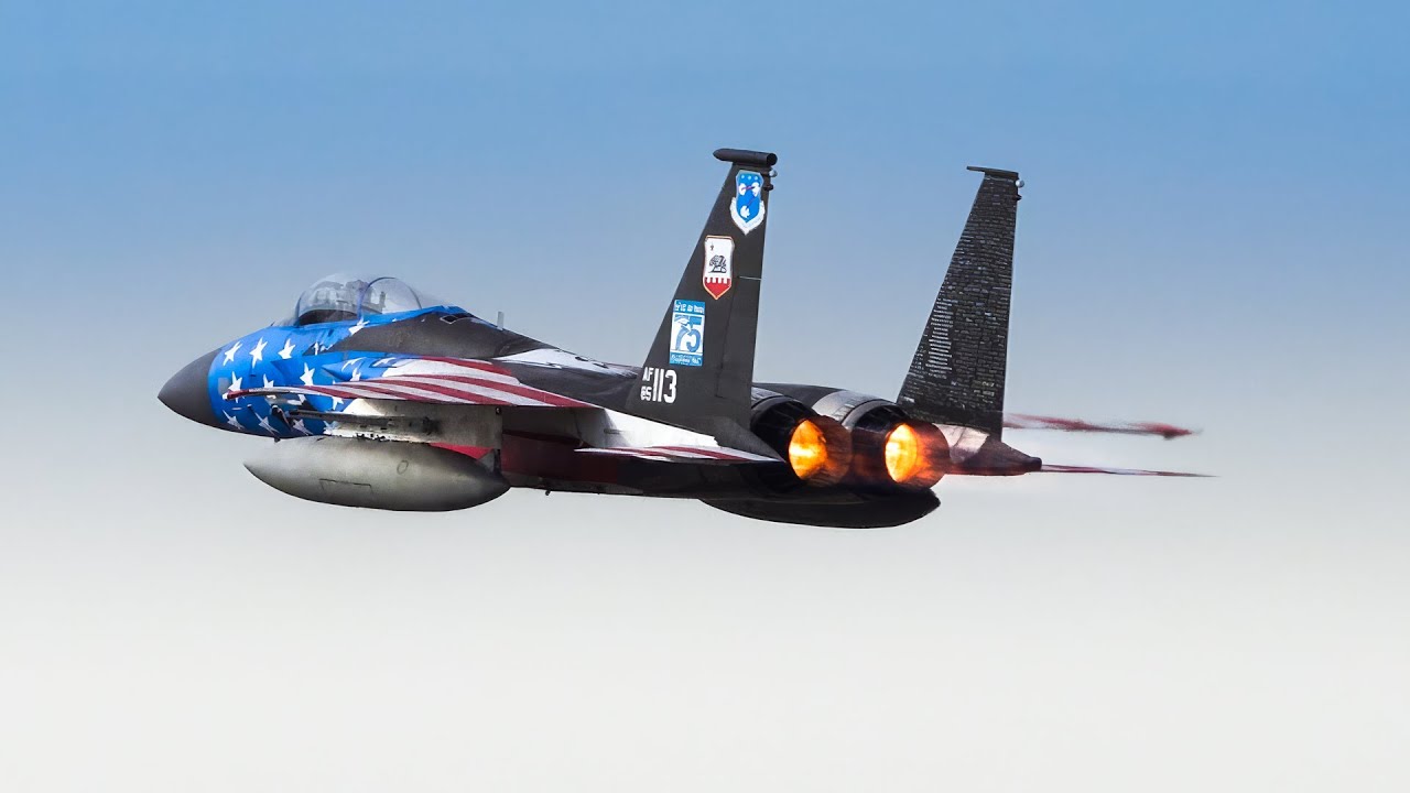The MOST Patriotic F-15 Eagle Engines Startup And Full Afterburner ...