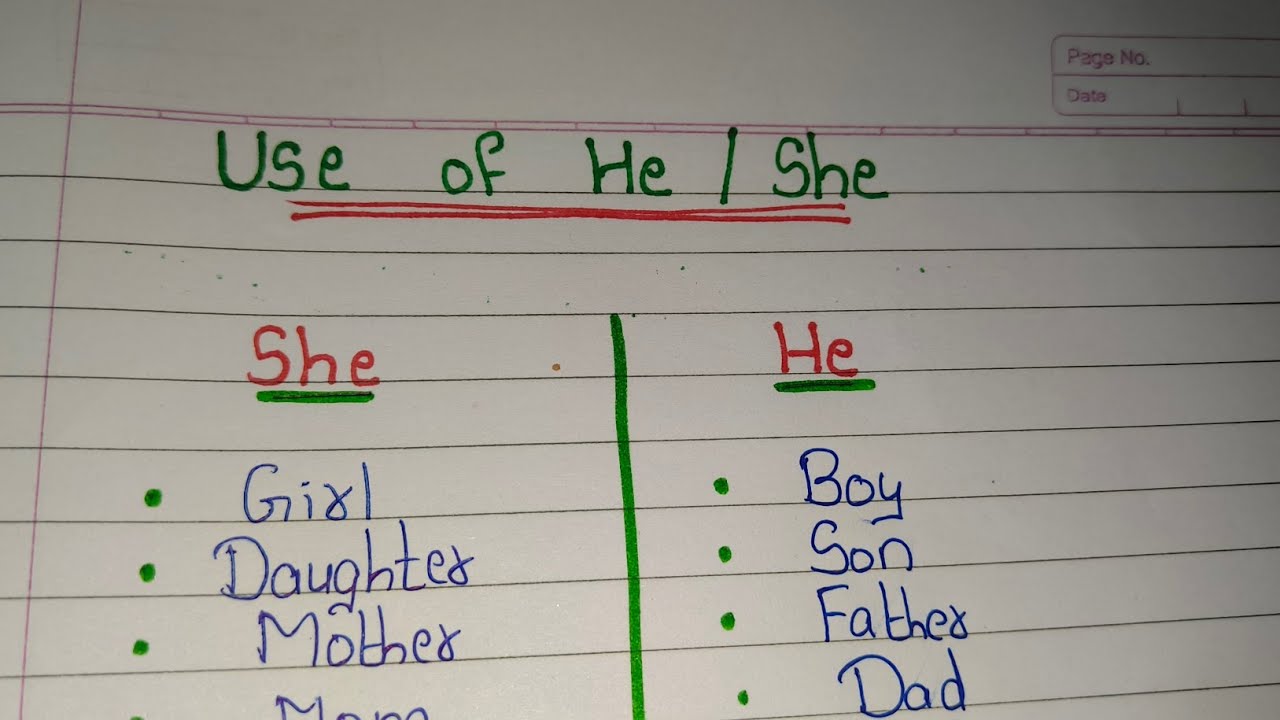 USE OF HE / SHE // Complete the Following Sentences in english - YouTube
