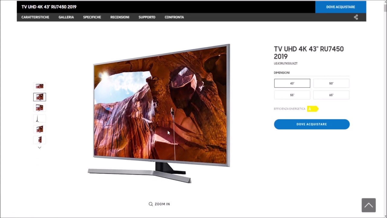 Samsung UE43RU7450UXZT Smart TV 4K Ultra HD 43, Wi Fi DVB T2CS2 - YouTube