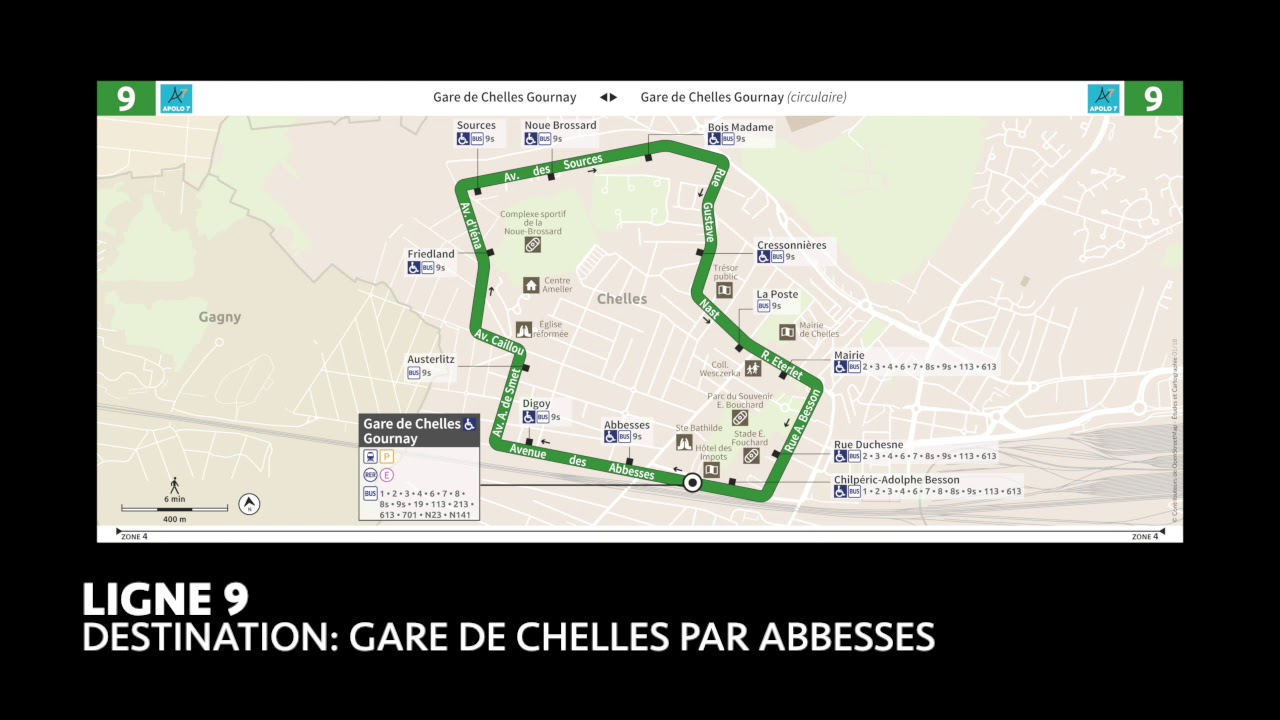 Ligne 9 - Gare de Chelles par Abbesses - Annonce BUS du Réseau Apolo 7 ...