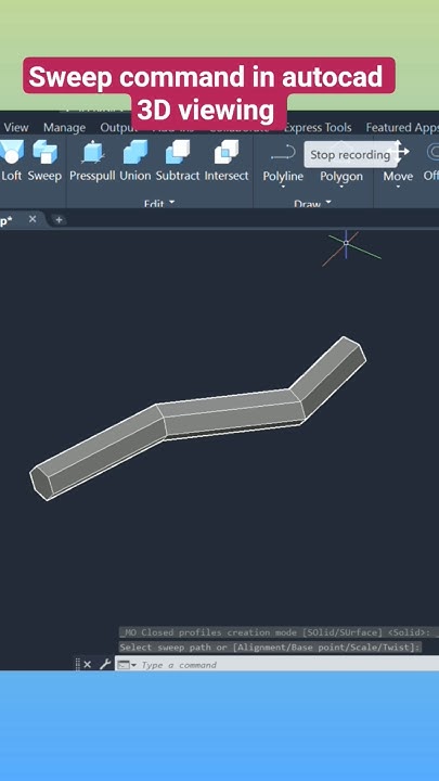 sweep command in autocad 3D viewing #sweep #autocad #reels #cad - YouTube