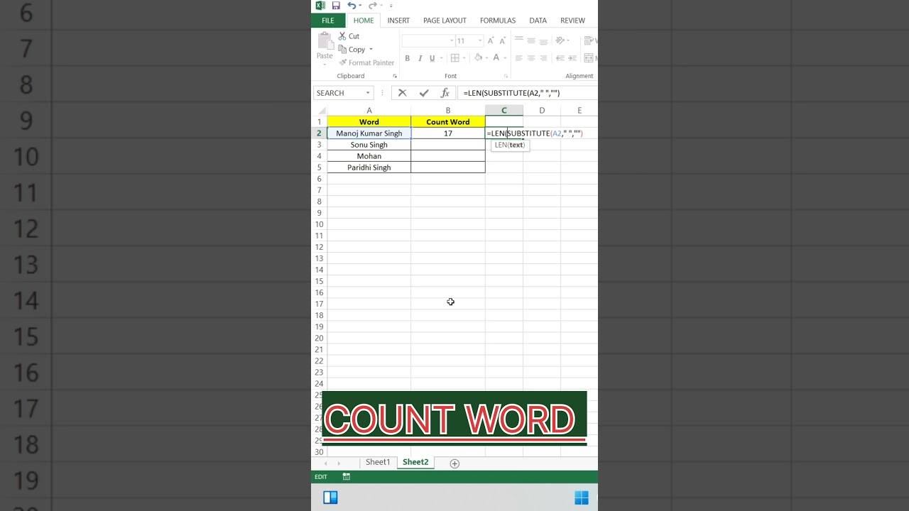 How To Count Words In Excel Word Count Formula In Excel excel YouTube How To Count Words In Excel Word Count Formula In Excel excel YouTube