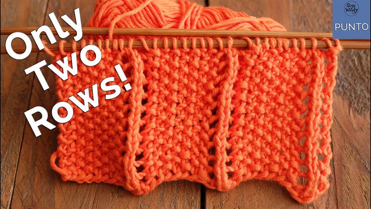Two-row knitting stitch, a combination of Seed stitch and Double Decreases - So Woolly - YouTube