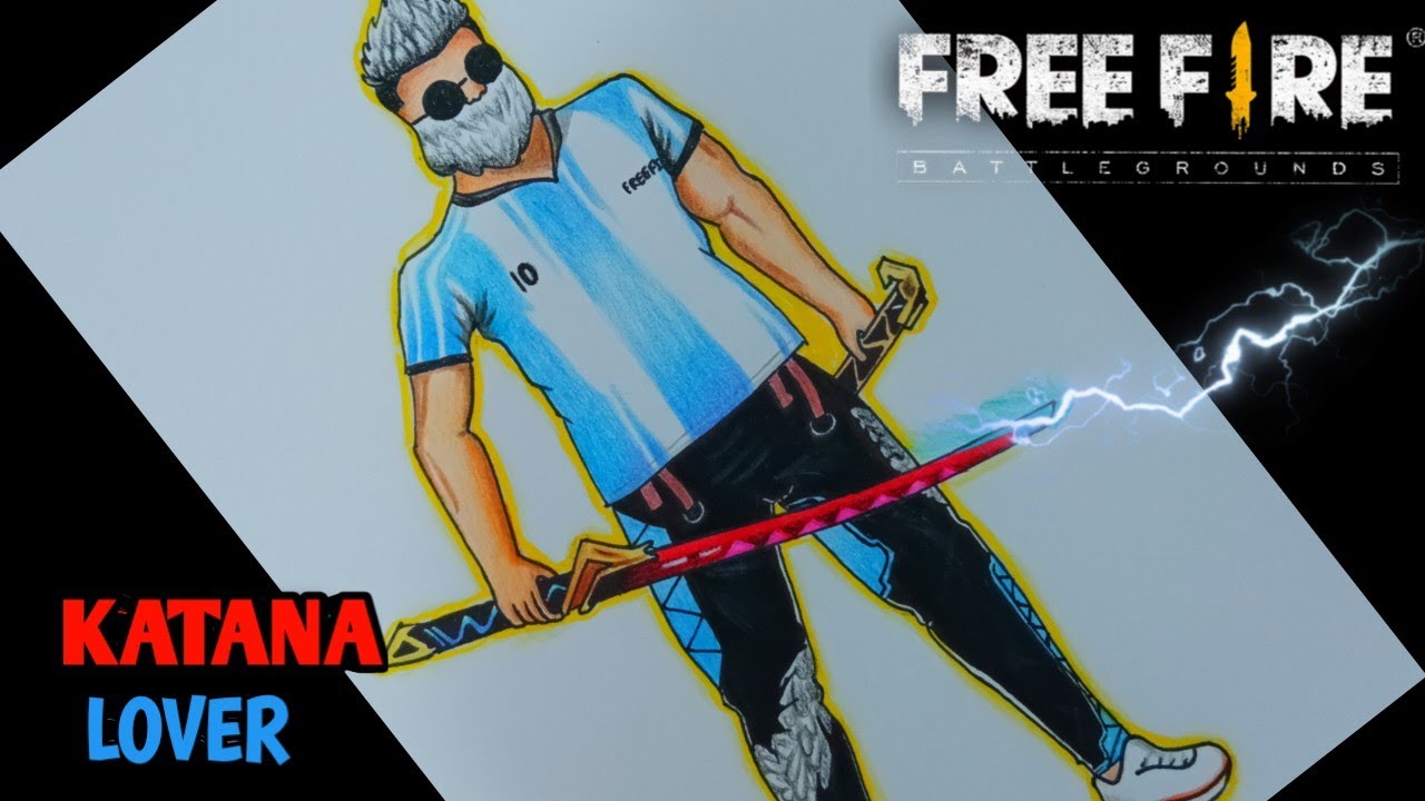 katana lover drawing!! free fire!! arty and reality!! - YouTube