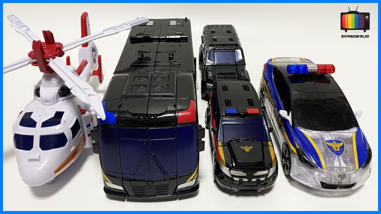 헬로카봇 올스타 경찰차 5대 변신 합체 케이캅스 프론 Hello Carbot Police car Robot Toys ...