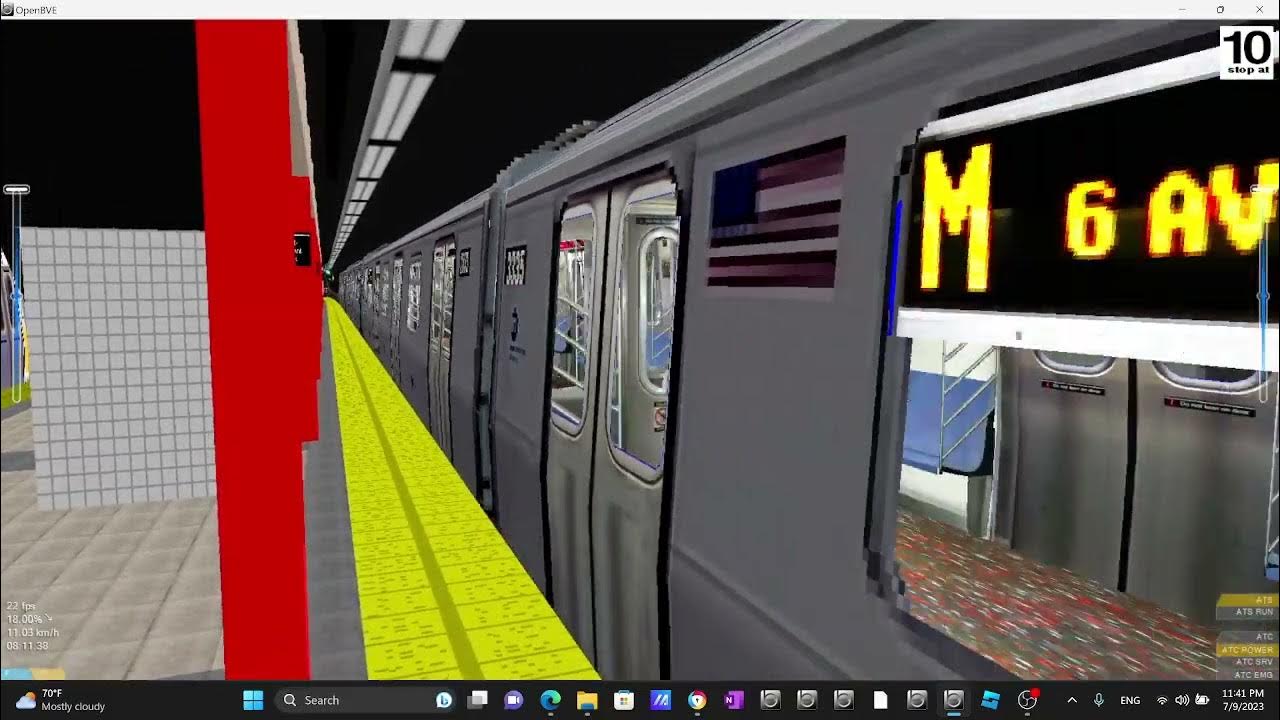 Openbve V8 R179A Alstom M Train Arriving & Departing at 42nd Street Bryant Park - YouTube