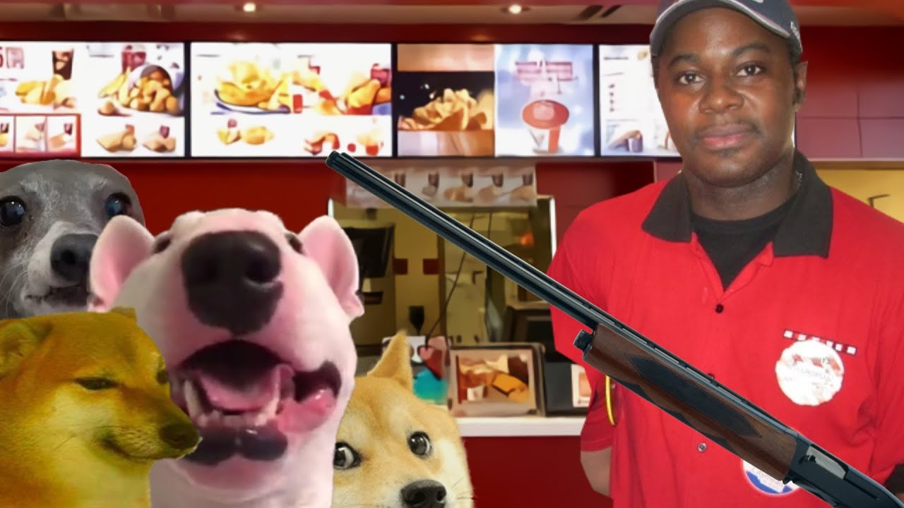 cheems attemps to order fried chicken from the KFC across the street ...