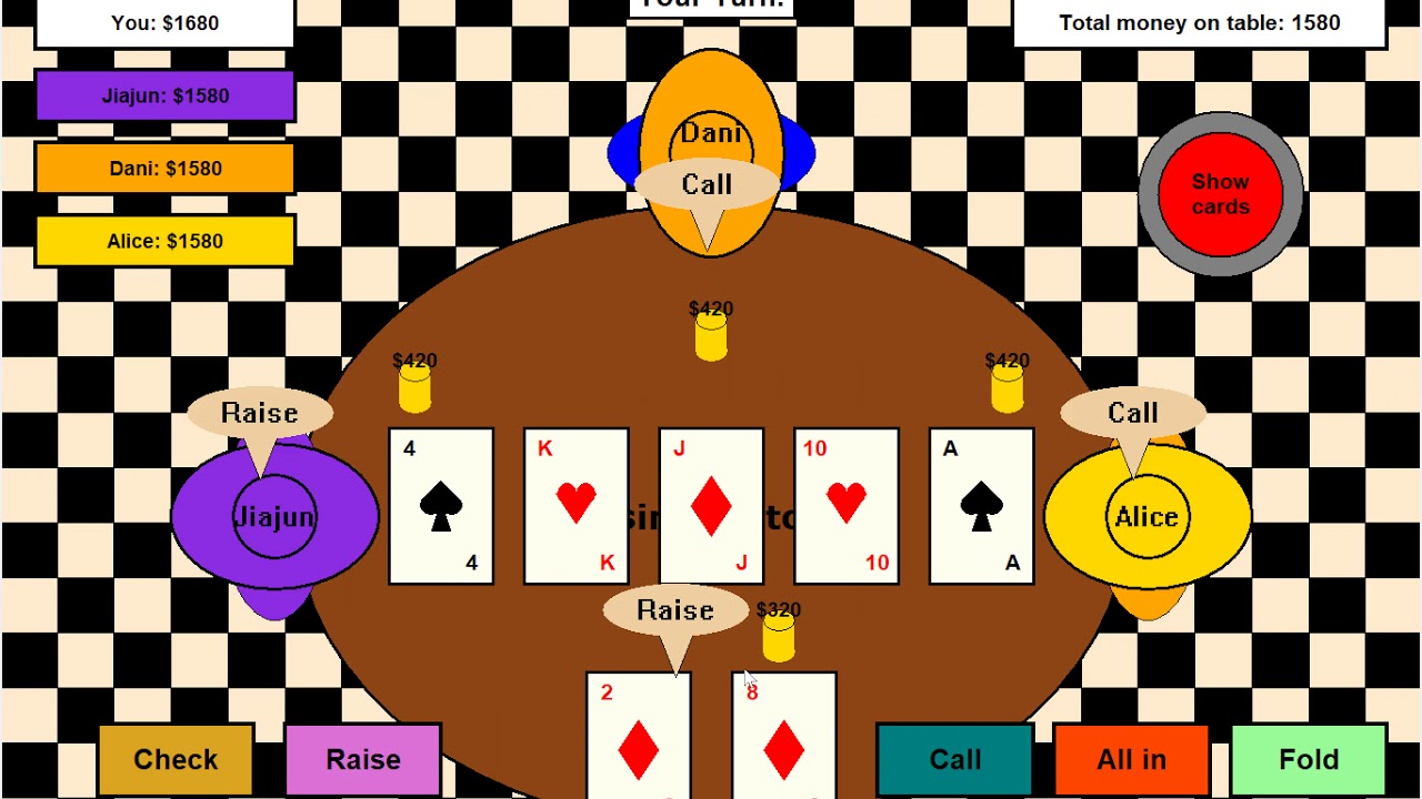 Governor of Poker game (created in Python) - YouTube