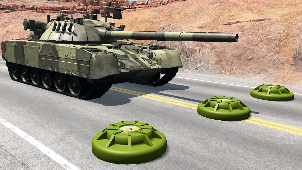 Cars vs Anti-Tank Mines – BeamNG.Drive - YouTube