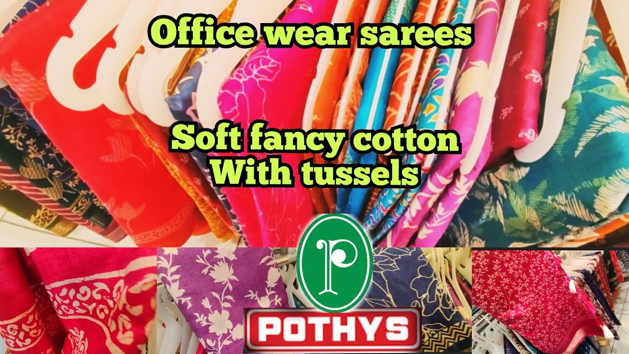 Pothys,cbe.. office wear sarees.. soft cotton.. unique & awesome ...