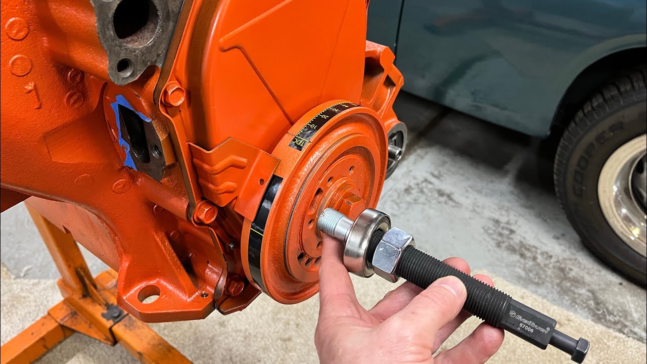 440 Mopar V8 Engine Rebuild Step 18- Timing Cover, Oil Slinger ...