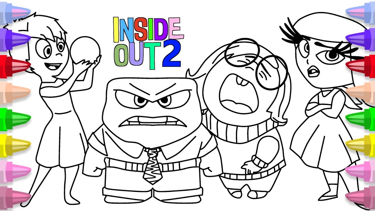 HOW TO COLOR Inside Out 2 | JOY ANGER SADNESS AND DISGUST?! | Coloring ...