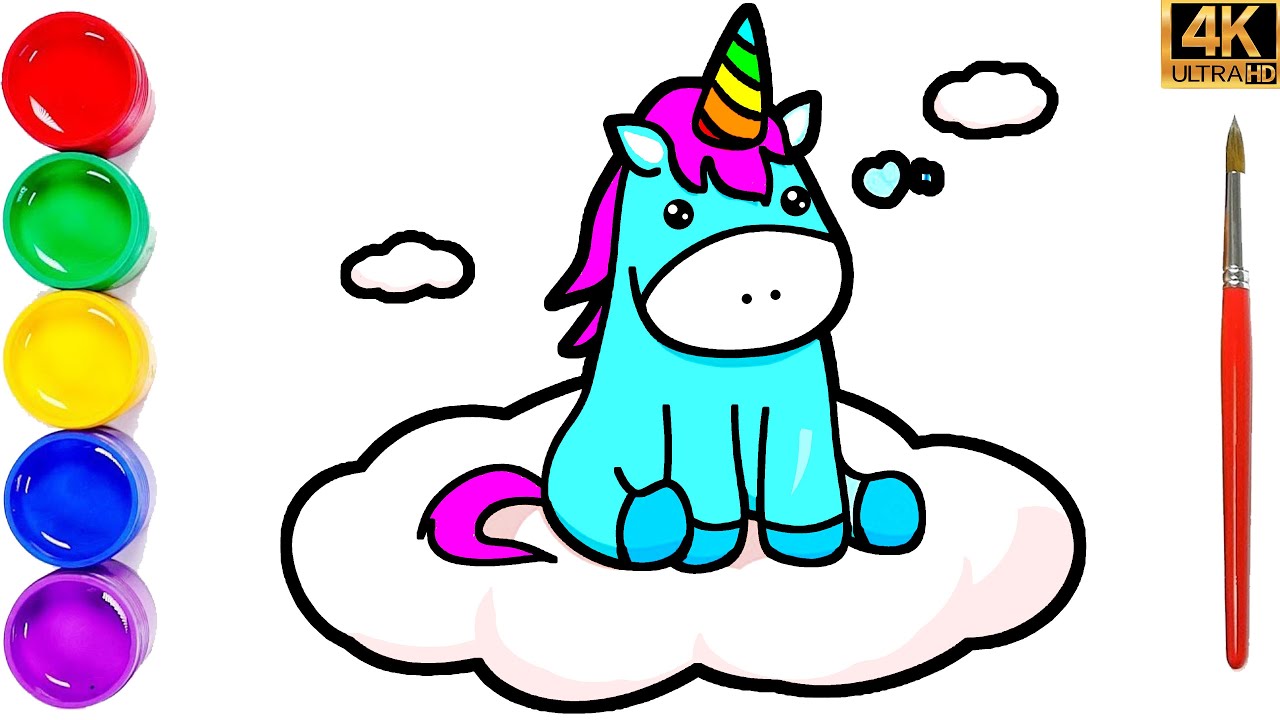 Easy Unicorn Drawing, How to Draw a Cute Unicorn for Kids, Easy ...