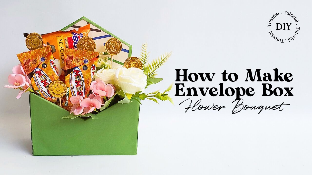 How to Make Envelope Box for Flower Bouquet | Easy Flower Arrangement ...