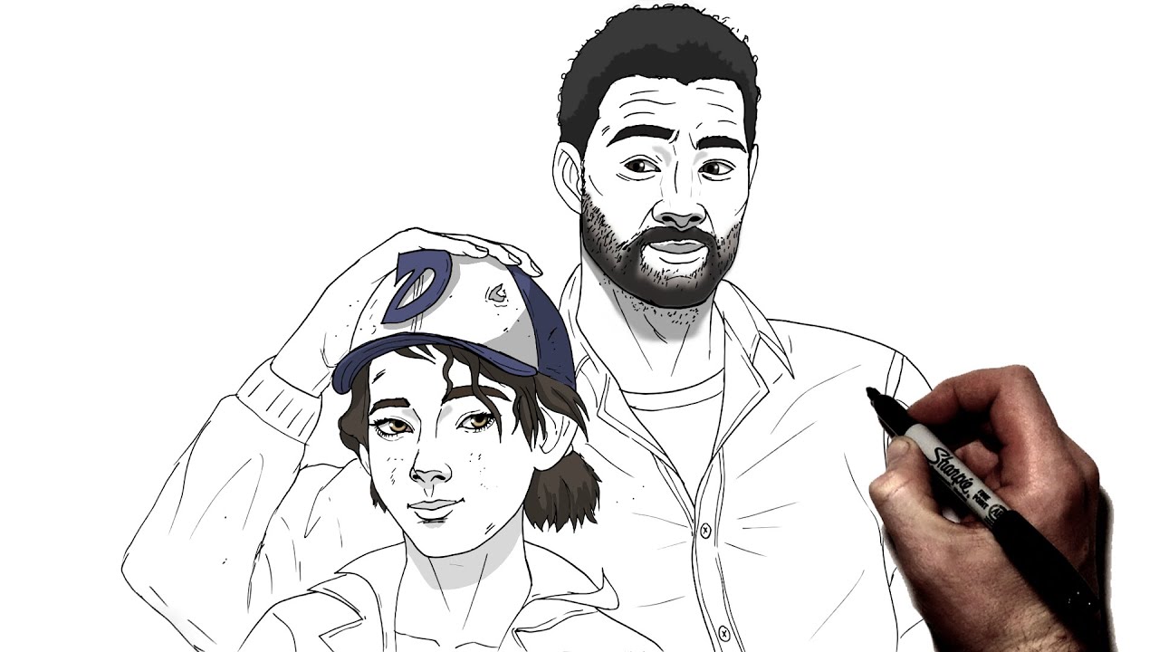 How To Draw Lee & Clementine | Step By Step | Walking Dead - YouTube