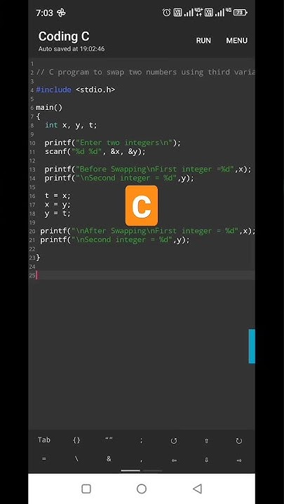 C program to Swap two integers . #cprogramming #switchcoder #shorts - YouTube