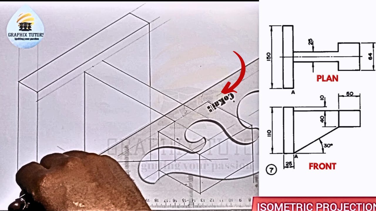 ISOMETRIC PROJECTION OF TWO VIEWS OF A FIGURE IN THIRD ANGLE. # ...