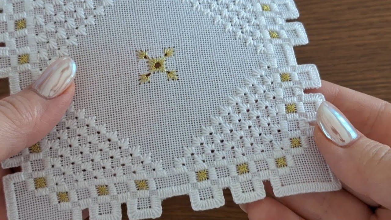 Hand embroidery 🪡 : Hardanger tutorial , embroidery stitching for decoration , beautiful ...