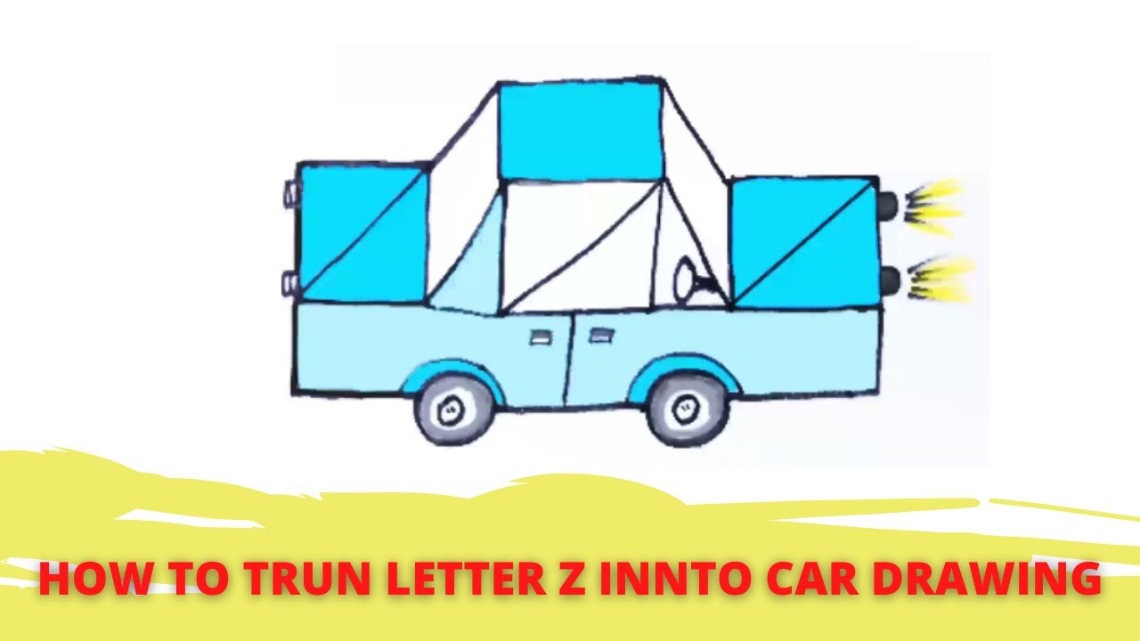 How To Turn Letter Z Into a Car Drawing | Draw Car From Letter Z Easy ...