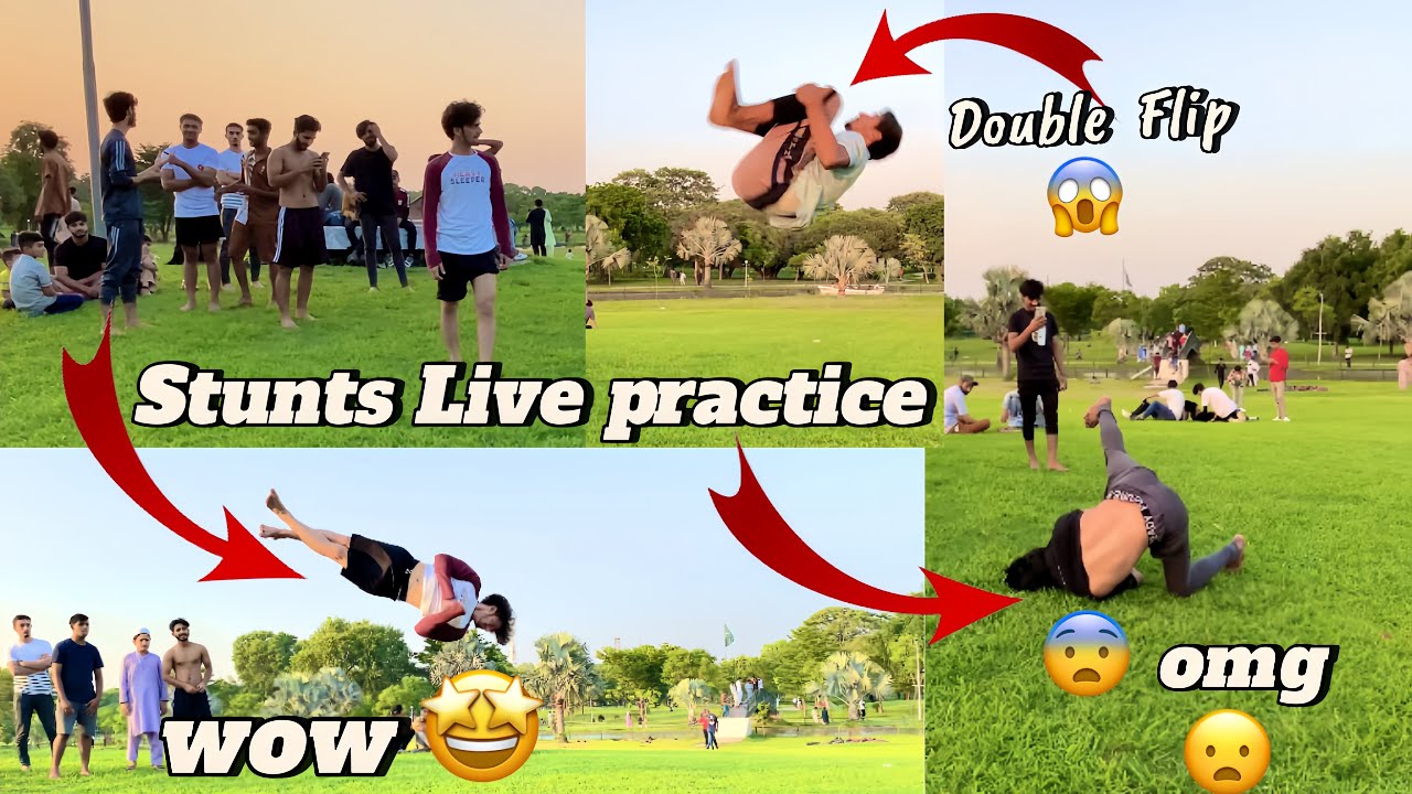 Stunts Live Practice ( OMG )😱😱 Double Flip Reactions #gymnastics #stunt #flip - YouTube