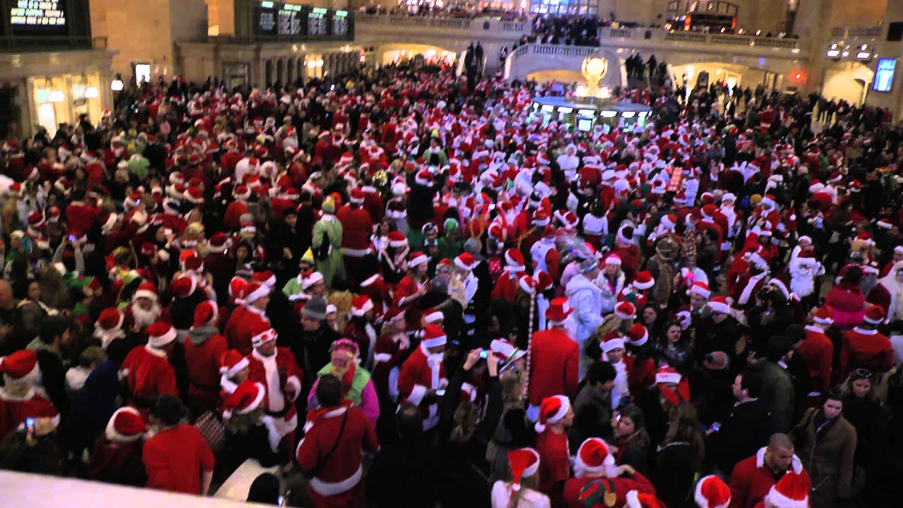 Santa Flash Mob in Grand Central Station (SantaCon 2011) - YouTube