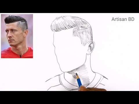 Robert Lewandowski face Pencil Sketch || Lewandowski FC Barcelona # ...
