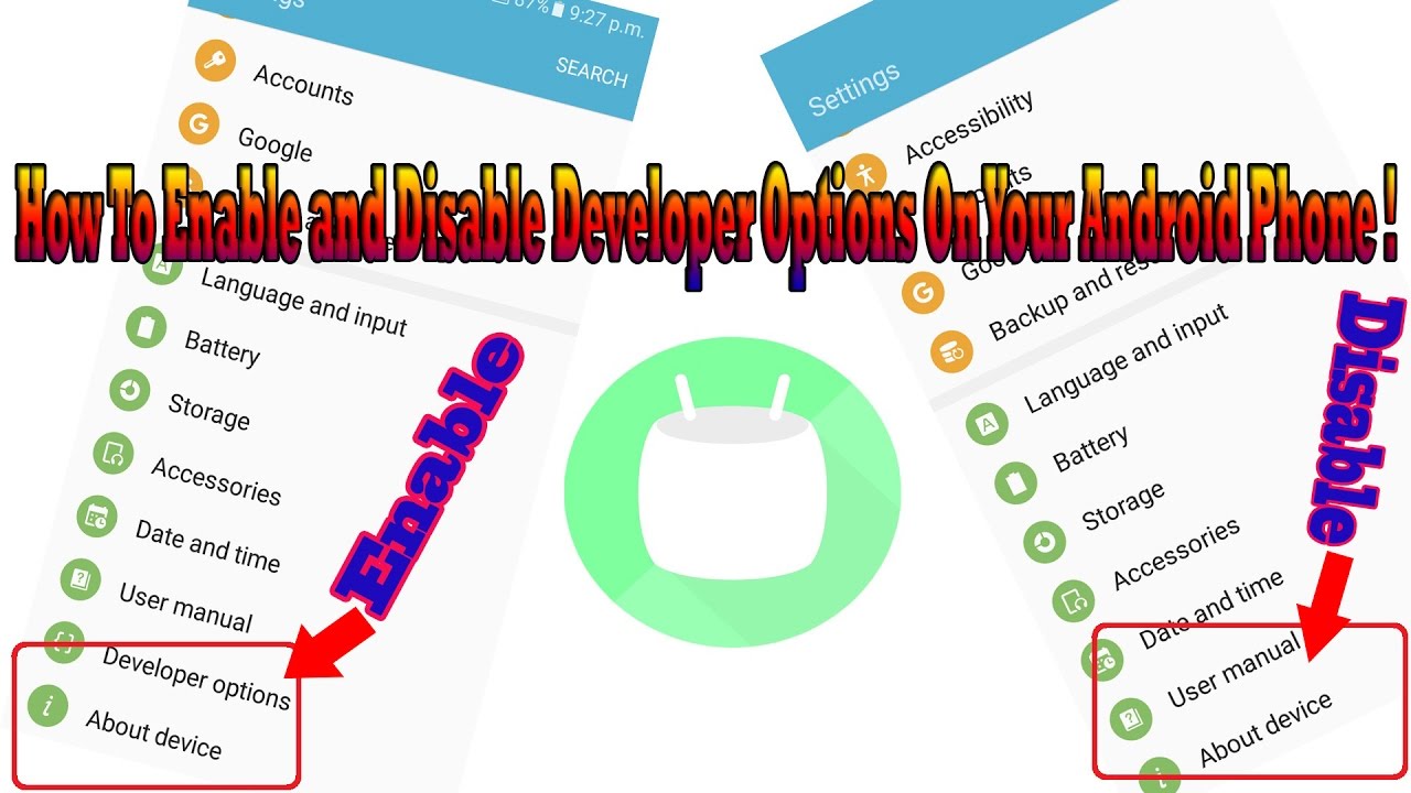 How To Enable And Disable Developer Options on Android Marshmallow 6.0.1 Device? - YouTube