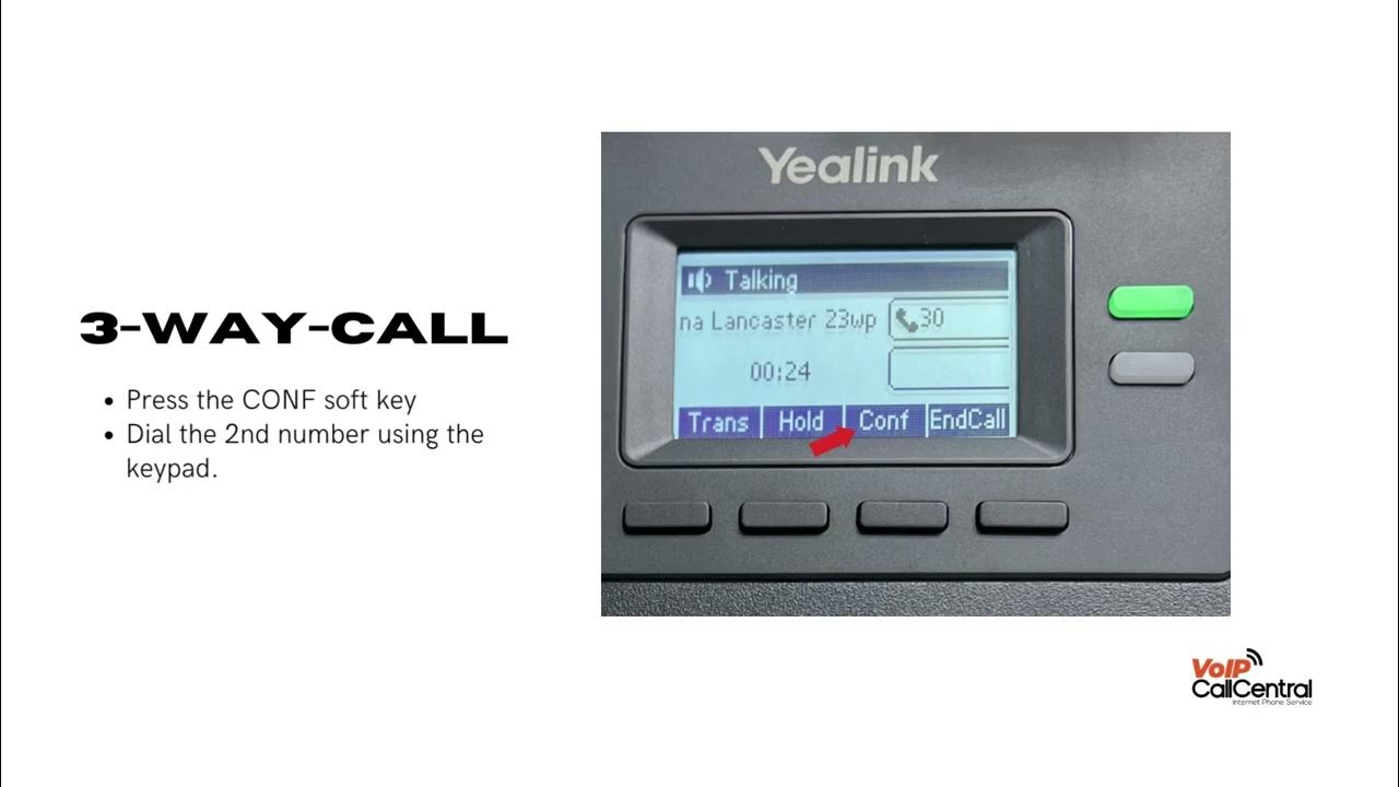 How to use Yealink T31 - 3 Way Call English - YouTube