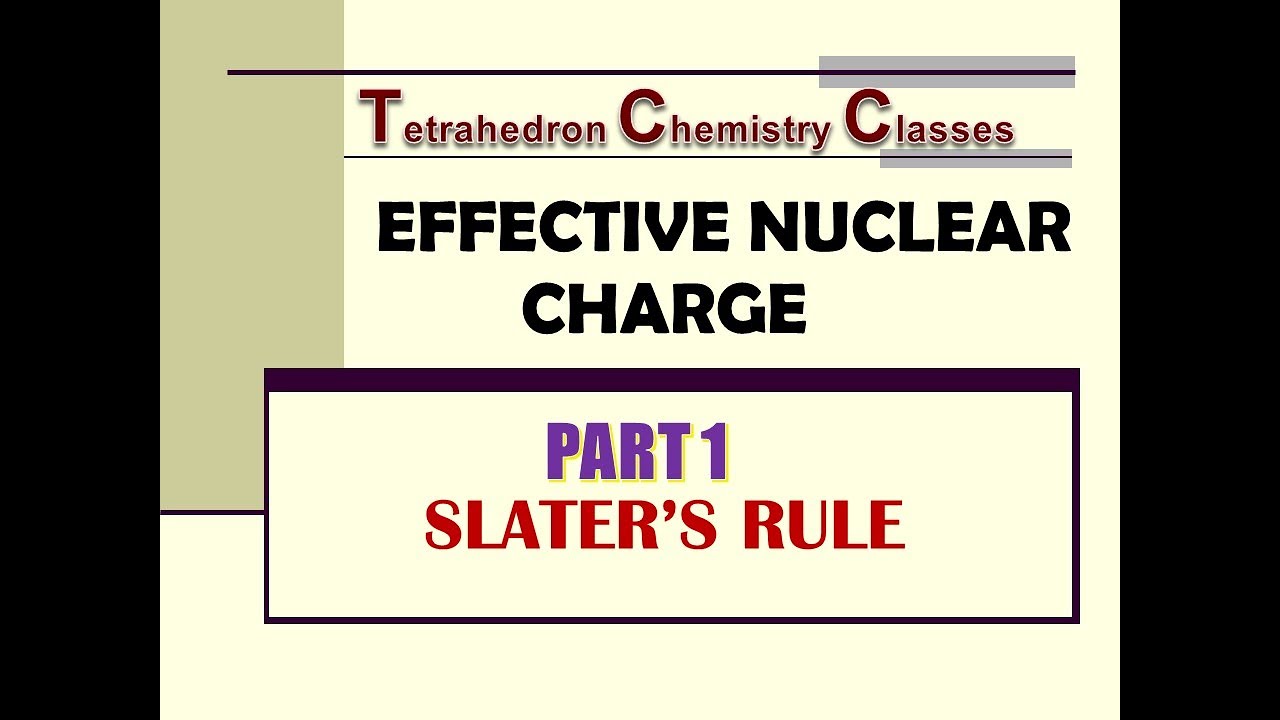 Part 1: Effective Nuclear Charge (Slater's Rule) for IIT JAM/NEET - YouTube