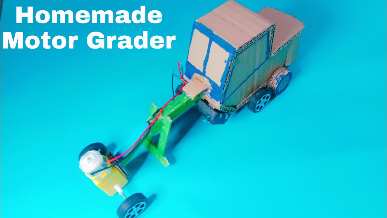 How to make motor grader using cardboard and Dc motor with gearbox ...
