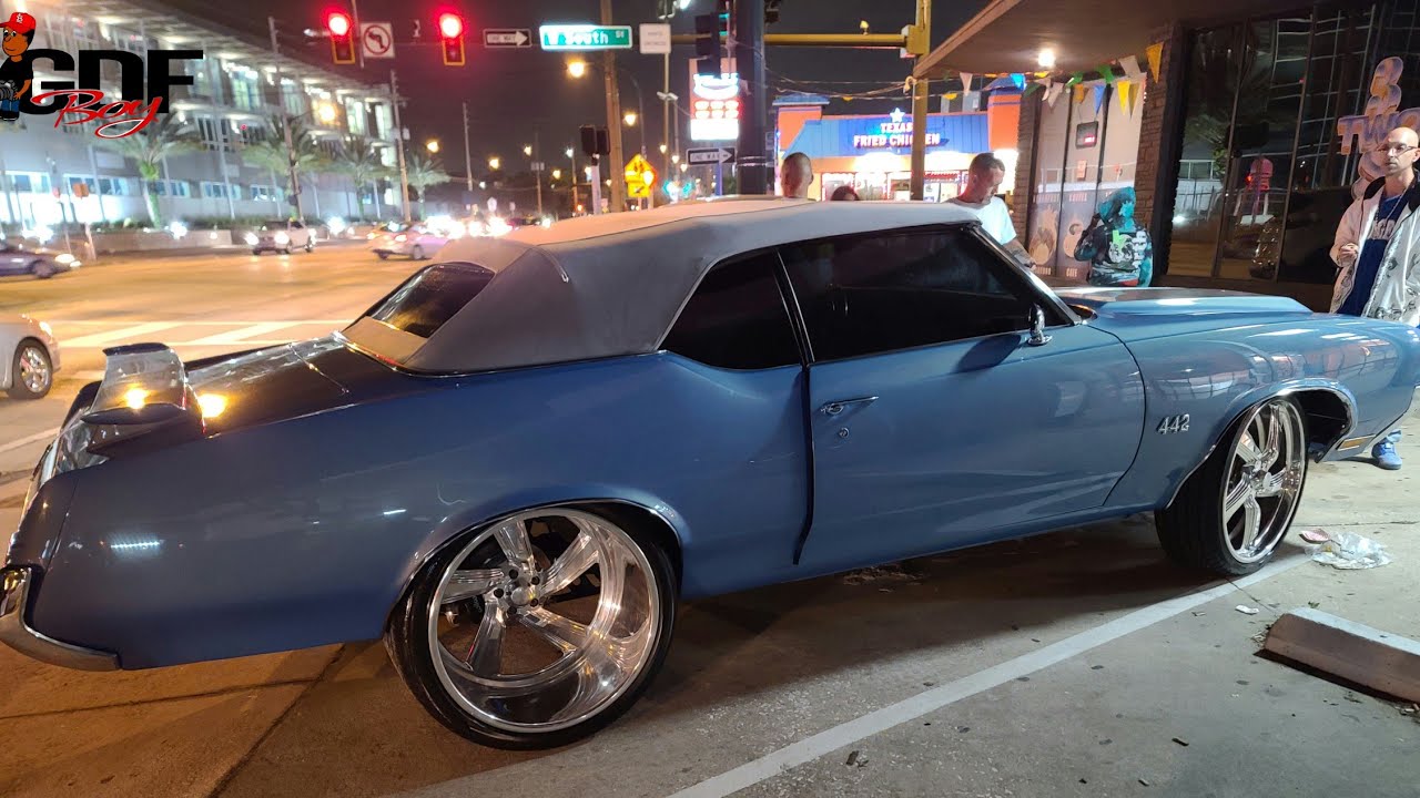 1970 Olds Cutlass 442 Vert on 24/24x15 Raceline Wheels - YouTube