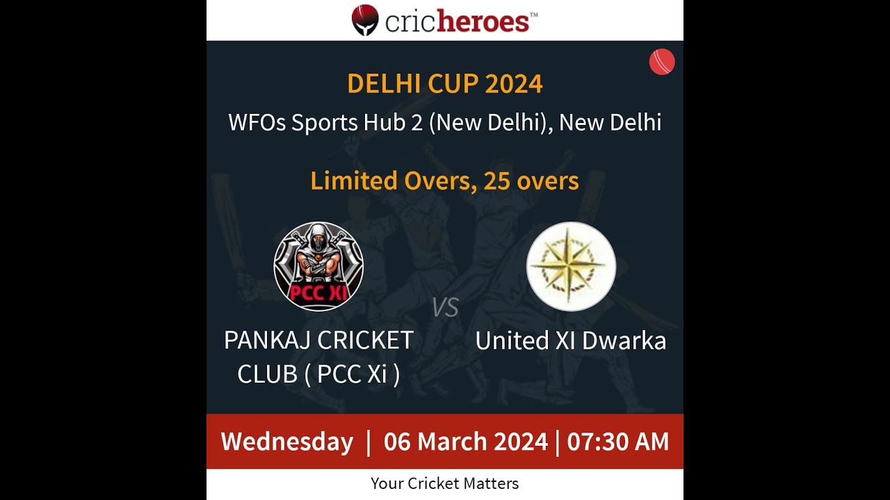 Live Cricket Match | PANKAJ-CRICKET-CLUB-vs-United-XI-Dwarka | 6-Mar-24 ...
