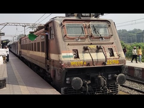 11012 Dhule-Mumbai CSMT Express with Bhusawal WAP4 Quick acceleration ...