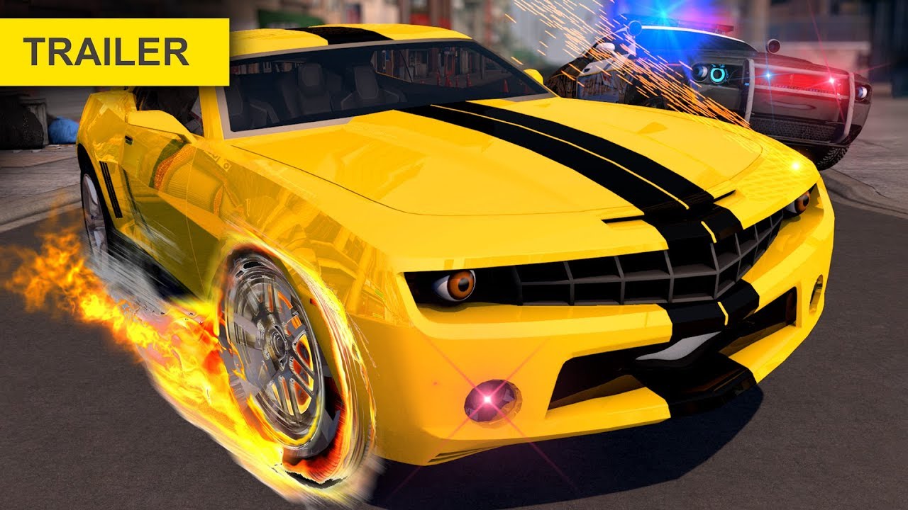 Real City Wheels cartoon 3D. Chasing a police car for racers and Snake ...
