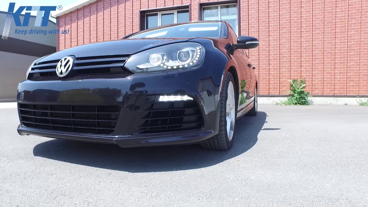VW Golf 6 Front Bumper R20 Look Side Skirts and Roof Spoiler by KiTT ...