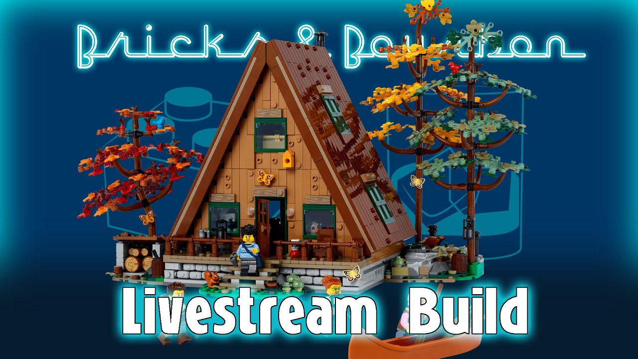 Bricks & Bourbon Live Build LEGO A-Frame Cabin part 2 - YouTube