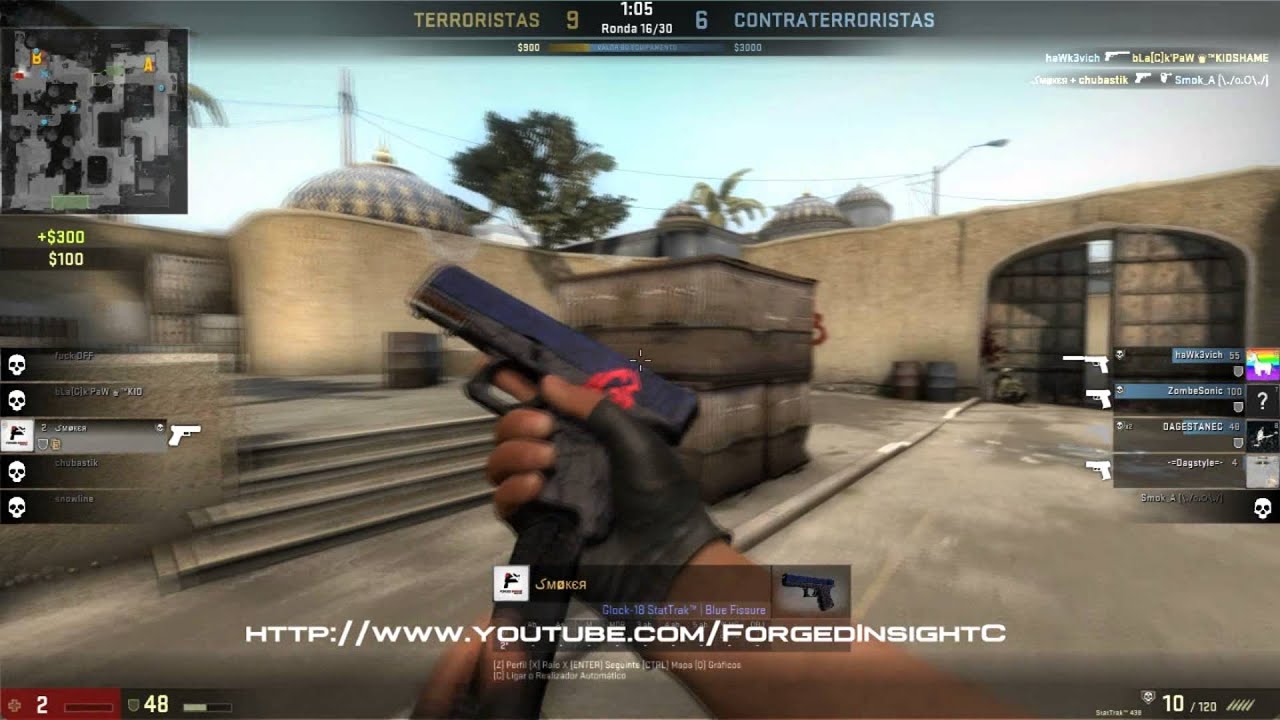 CS GO - Smoker epic glock ace/clutch @ 2hp - YouTube