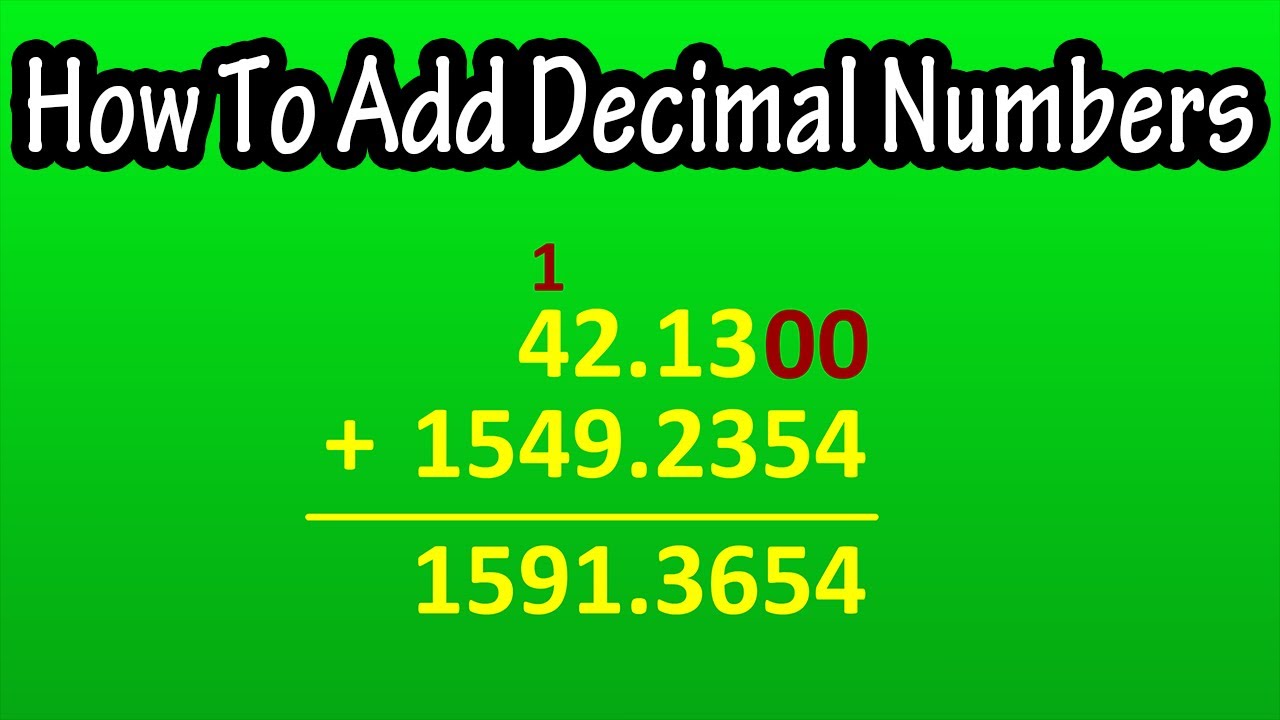 How To Add (Adding) Decimals Point Numbers Explained - Decimal Addition ...