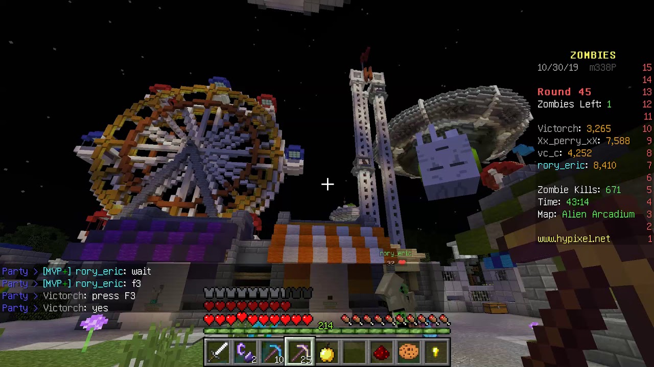 Minecraft - Hypixel - Zombies - Alien Arcadium (2019-10-30)(2/2) - YouTube
